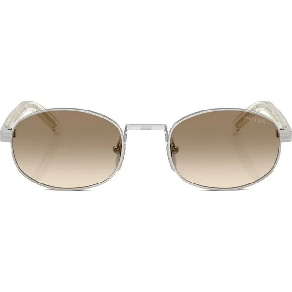 Prada 52mm Oval Sunglasses - Metallic Silver