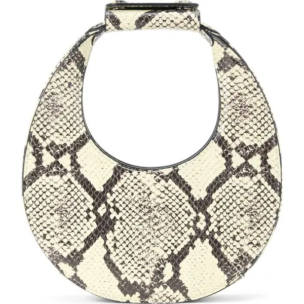 Staud Good Night Moon Leather Top Handle Bag - White Snake