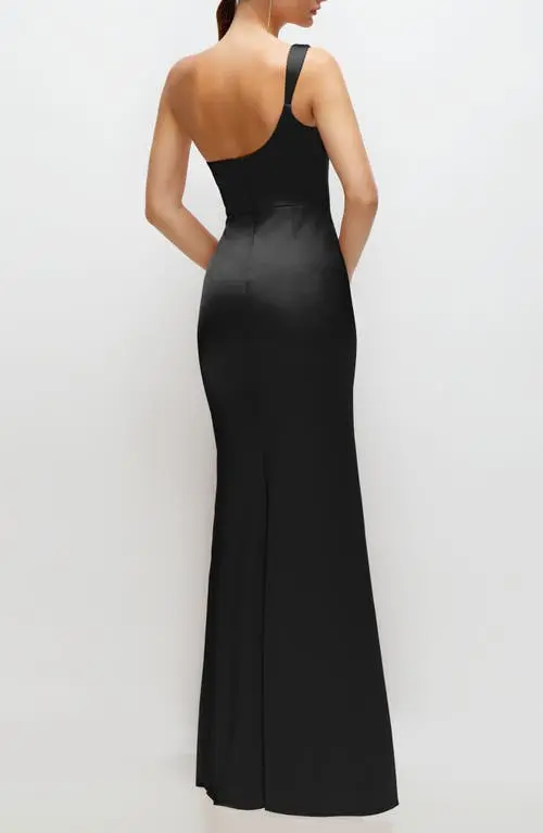 After Six One-shoulder Charmeuse Gown - Black