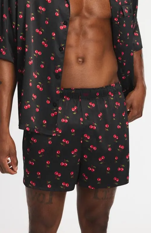 SAVAGE X FENTY Savage X Satin Boxers - Black Caviar Cherry On Top