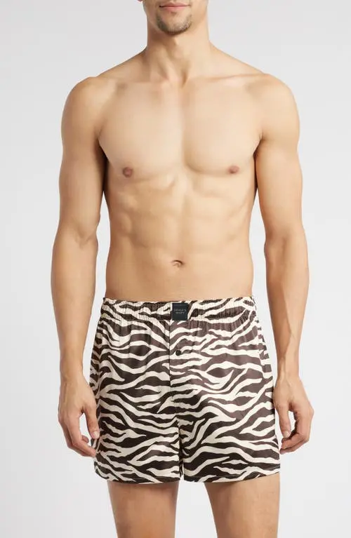 SAVAGE X FENTY Savage X Satin Boxers - Sweet Beige Tiger Stripe Print