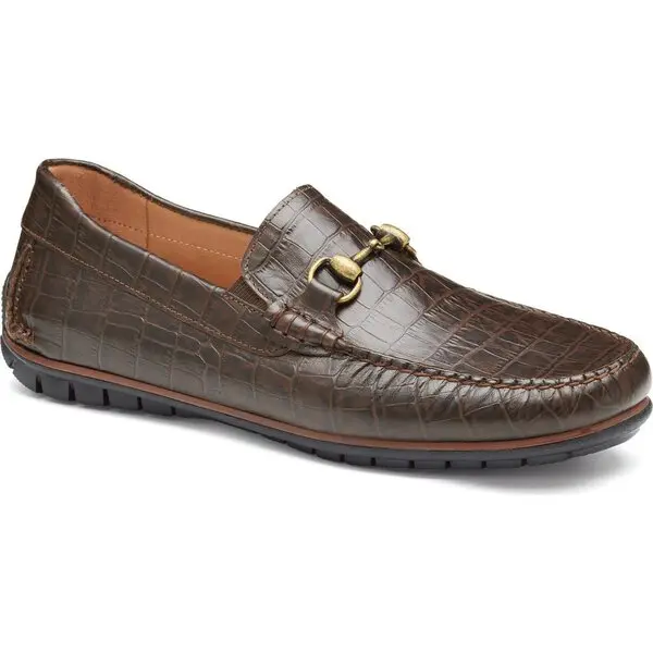 Johnston & Murphy Cort 2.0 Bit Loafer - Dark Brown Croc Embossed