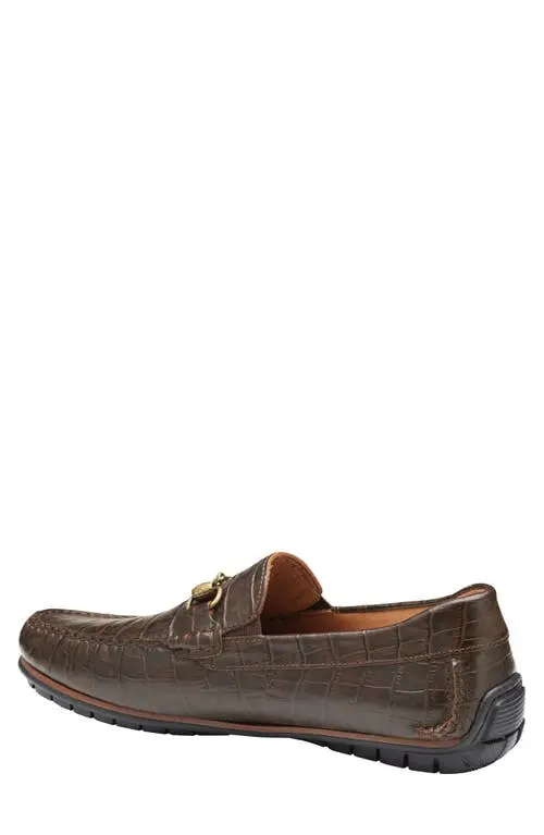 Johnston & Murphy Cort 2.0 Bit Loafer - Dark Brown Croc Embossed