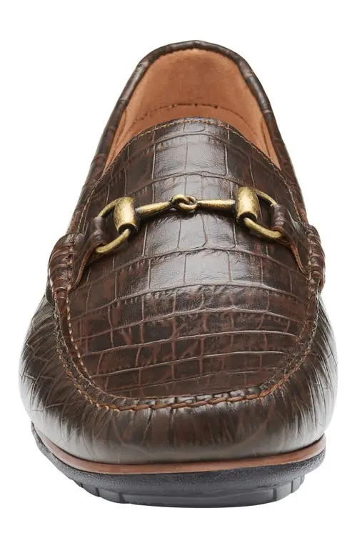 Johnston & Murphy Cort 2.0 Bit Loafer - Dark Brown Croc Embossed