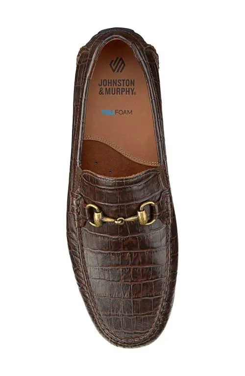 Johnston & Murphy Cort 2.0 Bit Loafer - Dark Brown Croc Embossed
