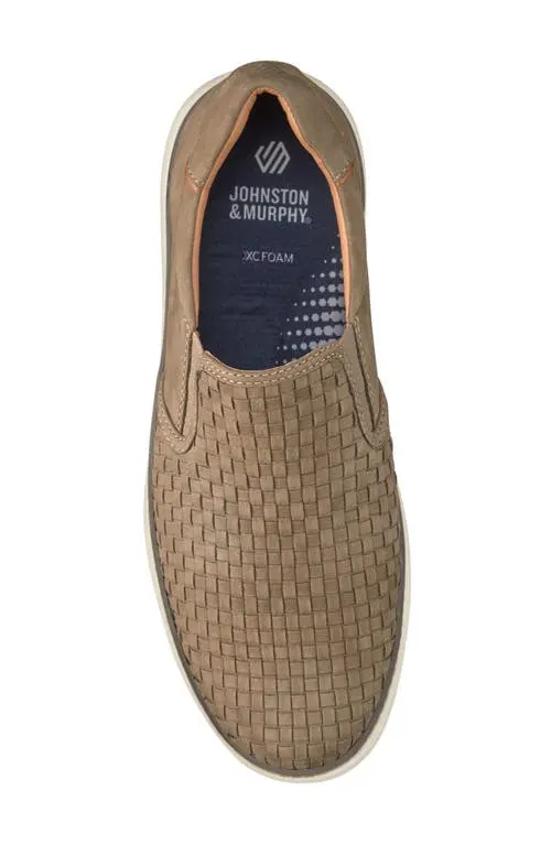 Johnston & Murphy Woven Slip-on Sneaker - Taupe Woven Tumbled Nubuck