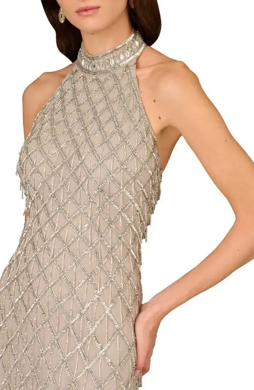 sachin and babi light blue dress Adrianna Papell Women's Beaded Halter Gown
