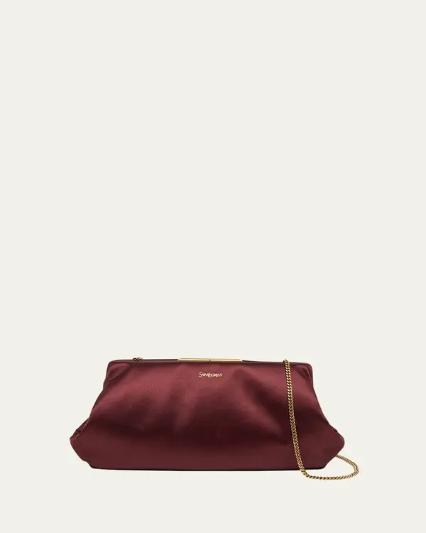 Saint Laurent - Saint Laurent Small Clutch Bag In Satin With Chain