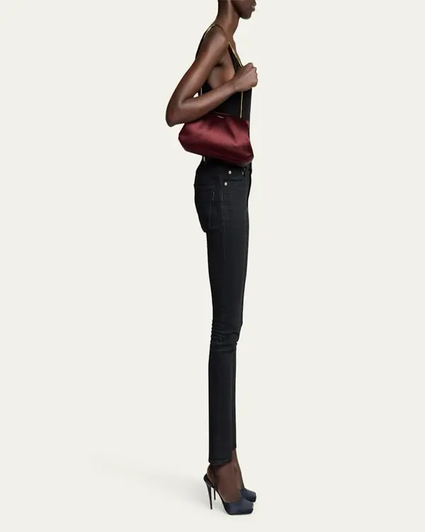 Saint Laurent - Saint Laurent Small Clutch Bag In Satin With Chain