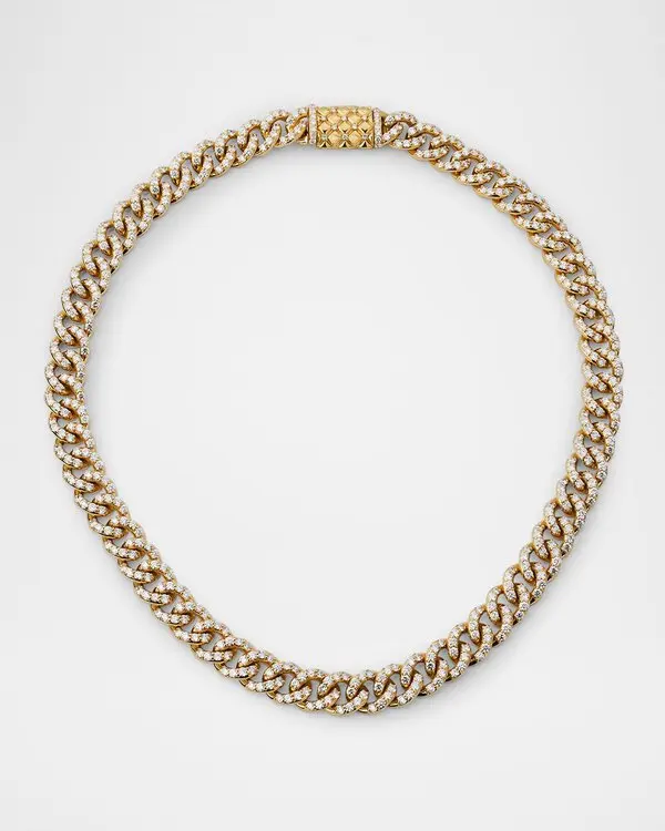 Neiman Marcus 18k Yellow Gold Cuban Link Diamond Necklace - Diamonds