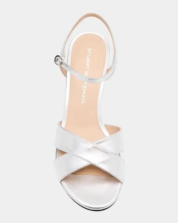 STUART WEITZMAN Dayna Metallic Wedge Sandals - Silver
