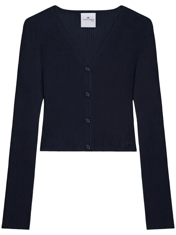 COURREGES Cropped Fine-ribbed Cardigan
