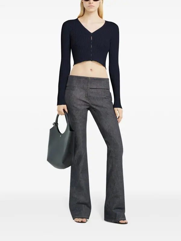 COURREGES Cropped Fine-ribbed Cardigan
