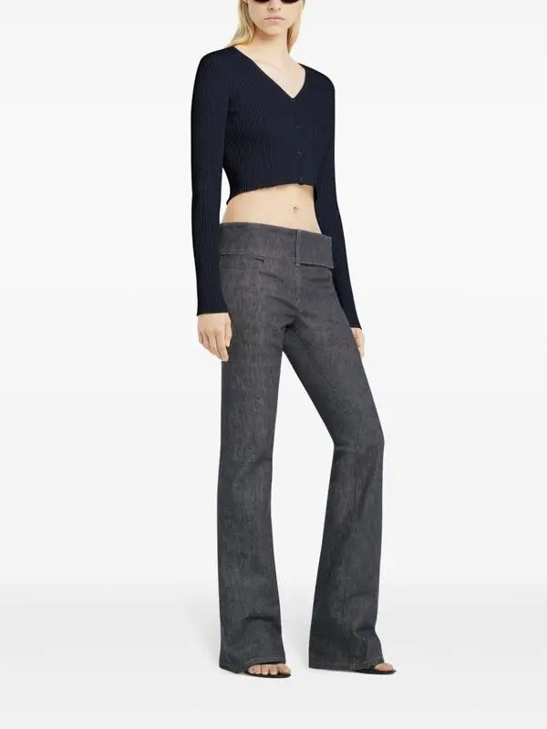 COURREGES Cropped Fine-ribbed Cardigan