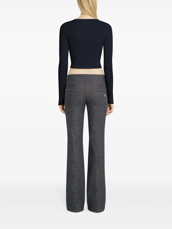 COURREGES Cropped Fine-ribbed Cardigan