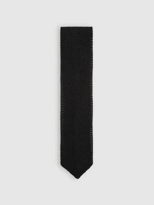 REISS Punto Knitted Tie - Black