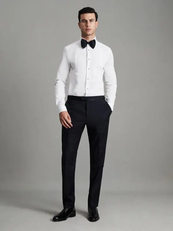 REISS Poker Slim-fit Wool-blend Tuxedo Trousers