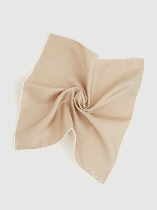 REISS Liam Polka Dot Silk Pocket Square - Champagne