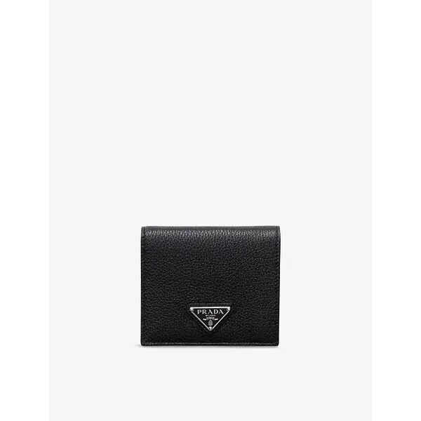Prada Triangle-logo Grained Leather Wallet - Black