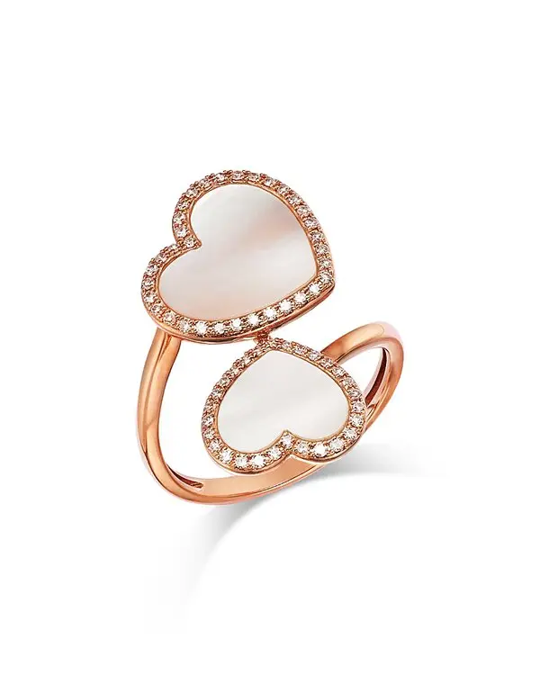 Bloomingdale'S Mother Of Pearl & Diamond Ring In 14k Rose Gold - Pink