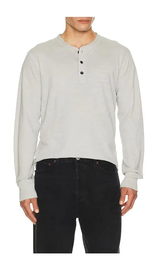 Rag & Bone Classic Flame Henley In Grey - Heather Grey