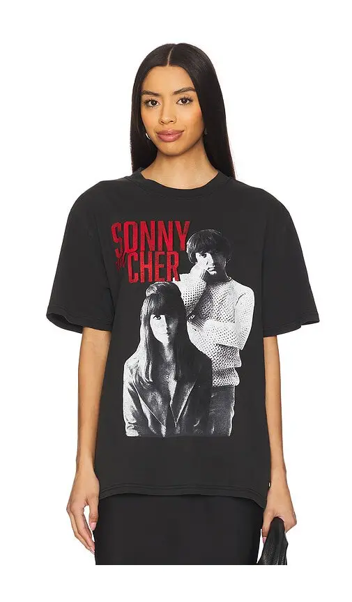 PHILCOS Sonny & Cher Portrait Boxy Tee In Black