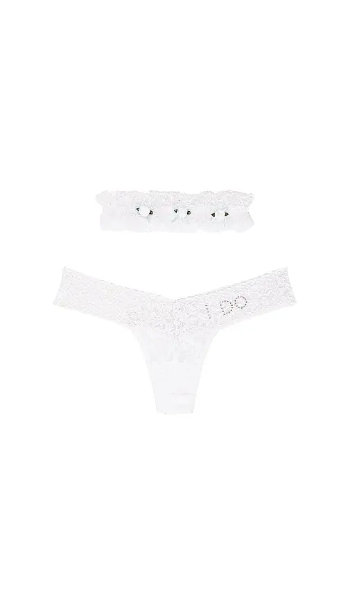 Hanky Panky I Do Box Set Low Rise Thong And Garter - White
