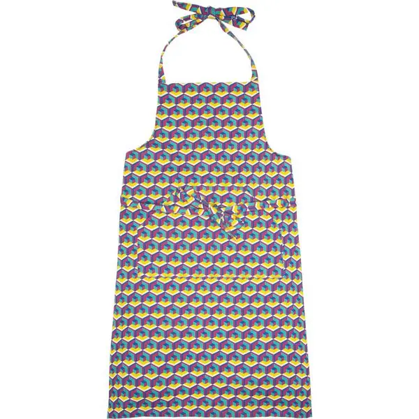 La DoubleJ Apron With Pocket - Cubo Giallo/fuxsia