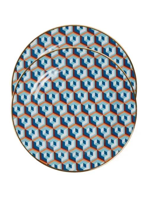 La DoubleJ Dessert Plates Set Of 2 - Cubi Blue