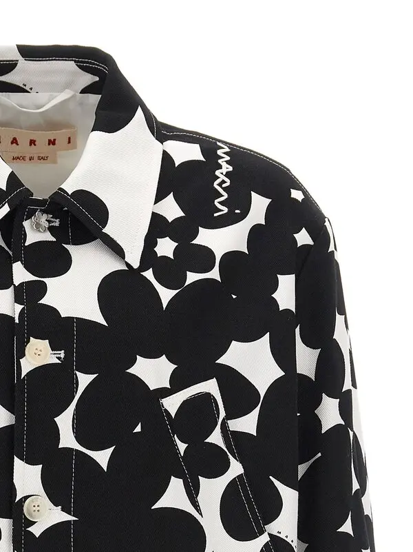 Marni Cotton Gabardine 'dillies' Jacket - White/black