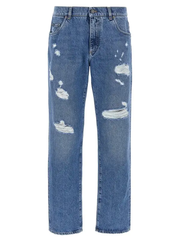 Dolce & Gabbana Destroyed Straight Leg Jeans
