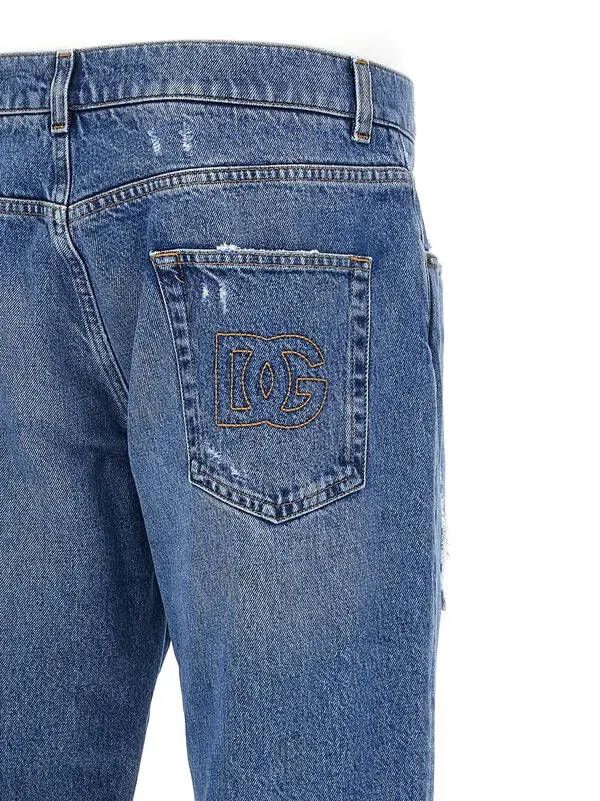Dolce & Gabbana Destroyed Straight Leg Jeans