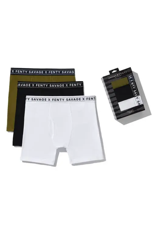 SAVAGE X FENTY Savage Classics 3-pack Boxer Briefs - Black Caviar/ Green O