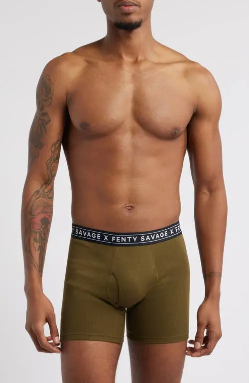 SAVAGE X FENTY Savage Classics 3-pack Boxer Briefs - Black Caviar/ Green O