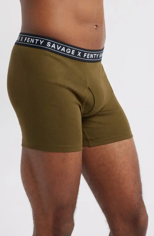 SAVAGE X FENTY Savage Classics 3-pack Boxer Briefs - Black Caviar/ Green O