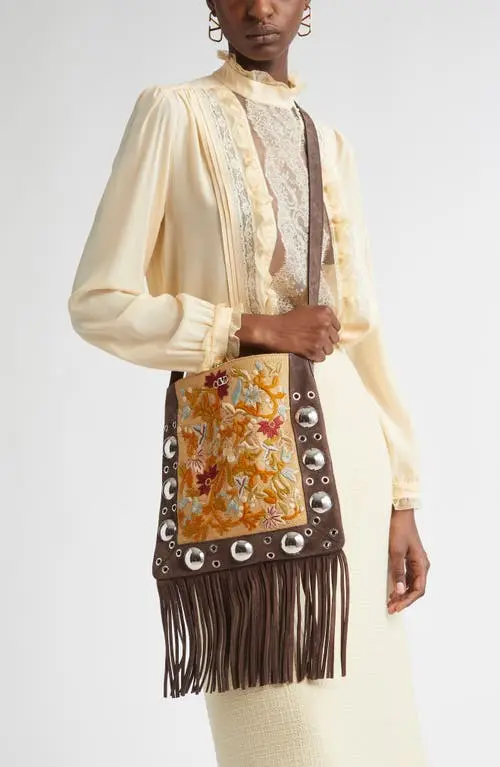 Valentino Garavani Nellcôte Fringe Stud Embroidered Crossbody Bag