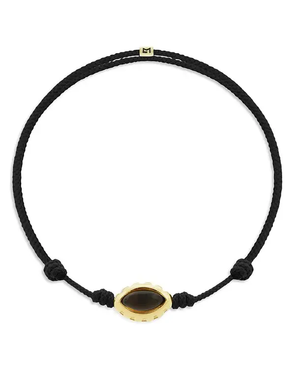 Luis Morais 14k Yellow Gold Citrine Eye Of The Idol Cord Bracelet - Black/gold