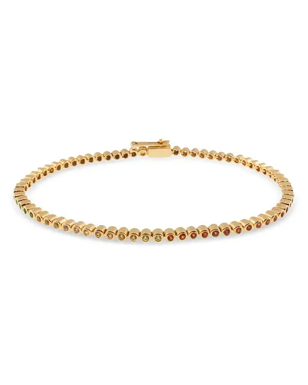 Luis Morais 14k Yellow Ombre Rainbow Sapphire Tennis Bracelet - Gold