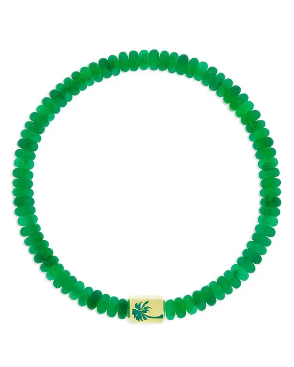 Luis Morais 14k Yellow Gold Palm Tree Ingot Jade Bracelet - Green/gold