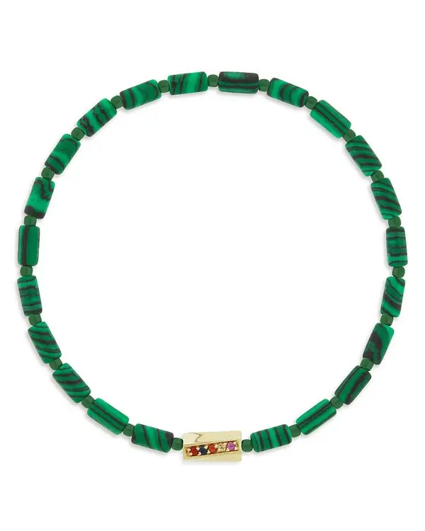 Luis Morais Rainbow Sapphire And Malachite Beaded Bracelet - Green/gold