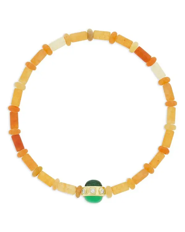Luis Morais 14k Yellow Gold, Diamond And Cabochon Bracelet - Orange/gold