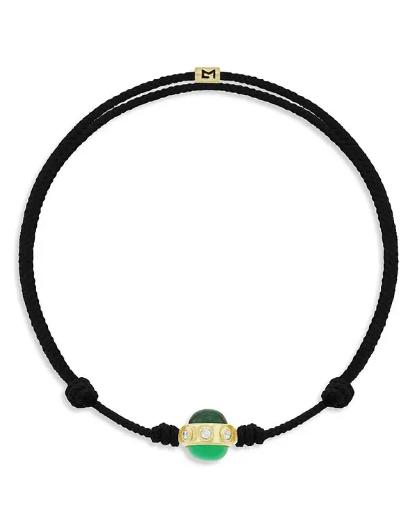 Luis Morais 14k Yellow Gold, Diamond, And Cabochon Cord Bracelet - Black/gold