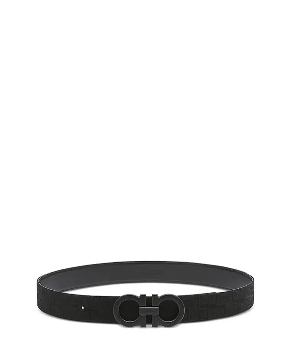 FERRAGAMO Fixed Gancini Belt - Nero/logo