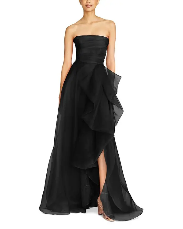 Theia Teresa Draped Gown - Black