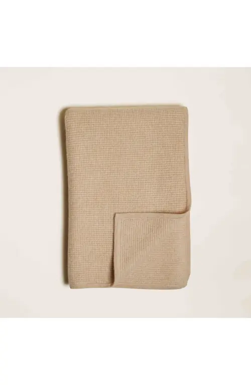 ITALIC Cassie Cashmere Waffle Knit Baby Blanket - Soft Camel