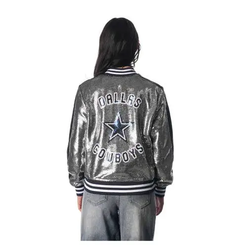 THE WILD COLLECTIVE Sequin Dallas Cowboys Bomber Jacket