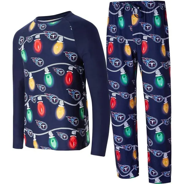 CONCEPTS SPORT Tennessee Titans Garland Knit Raglan Long Sleeve T-shirt And Pants Set - Navy