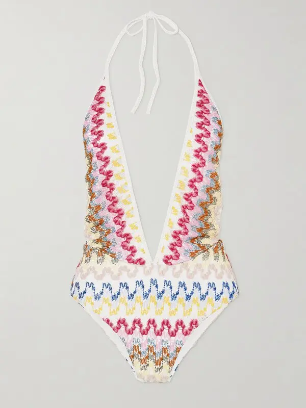 Missoni Mare Striped Metallic Crochet-knit Swimsuit - Multi