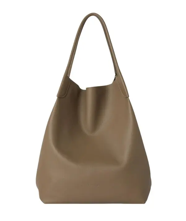 Loro Piana Bale Leather Hobo Bag - Warm Mastic Gun Metal