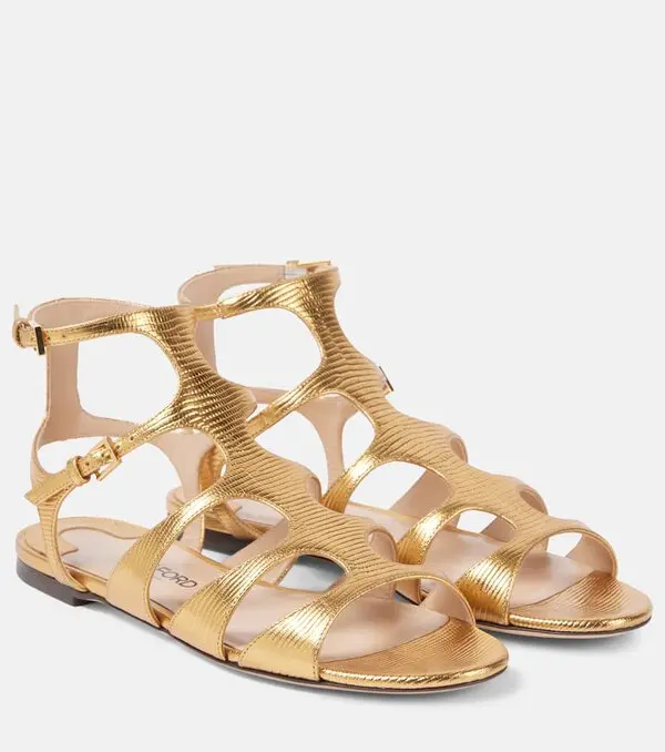 TOM FORD Paradis Leather Sandals - Metallic